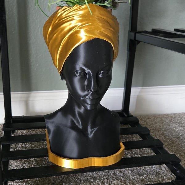 Afrocentric Woman Face Planter - Desk Planter, African Bust, Cozy Room ...