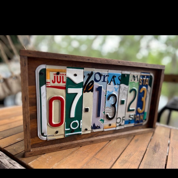 Custom Rustic Empty Wood License Plate Display Frame With Key Hooks ...