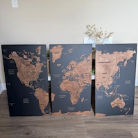 World Map Push Pin Wall Art With FREE Pins, Cork World Map Board ...