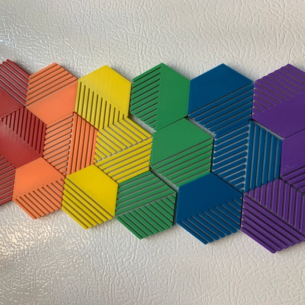 Rainbow Hex Fridge Magnets - 3D Printed - Set of 6 - Locker, Kitchen ...