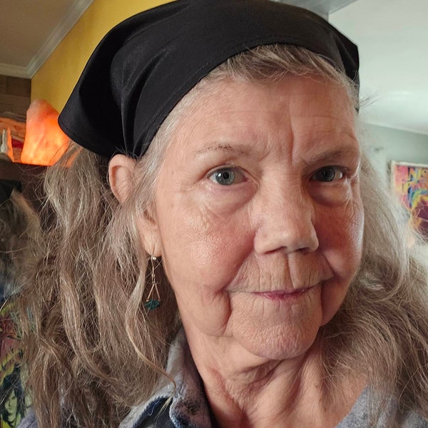 Black Floral Lace Sheer Triangle Headband With Lace Trim - Head Scarf ...