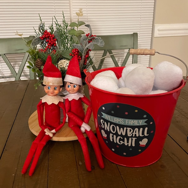 Warm Winter Wishes Snowball Fight Personalized Metal Bucket, Gift ...