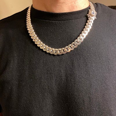 18.5mm 30inch 999 Pure Solid Silver Hand Made Cuban Link With Real Red ...
