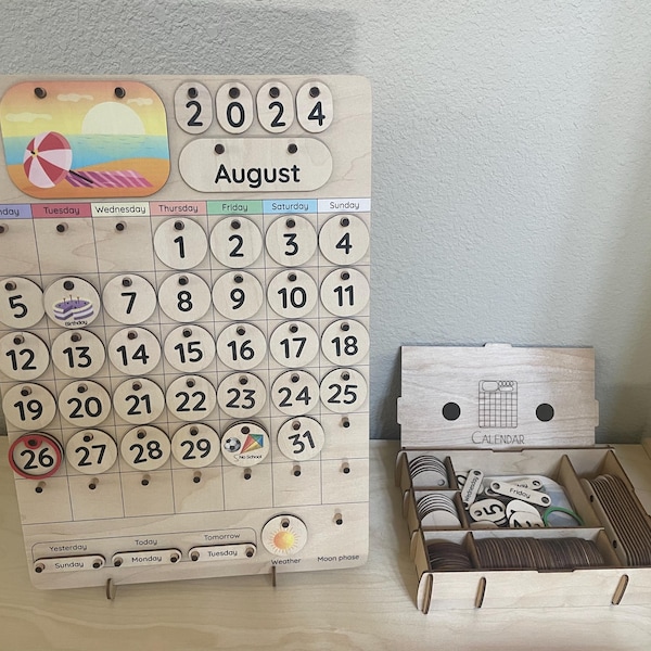 Montessori Calendar Wooden Calendar for Kids Montessori Circle Time ...