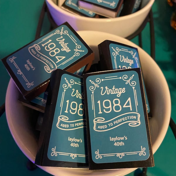 Birthday Party Favor Matches, Aged to Perfection Birthday Favors ...