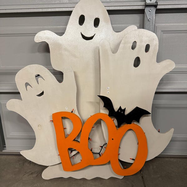 4ft Cute Ghost Trio With BOO Template When Made. Printable Trace & Cut ...
