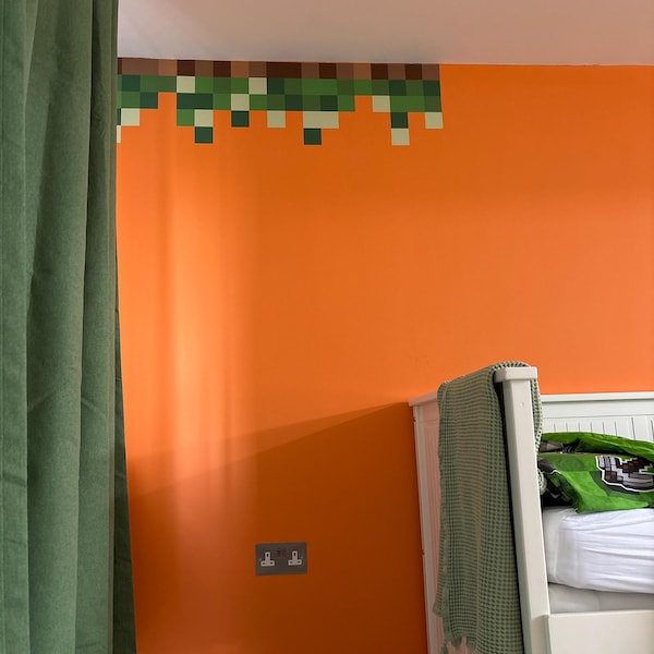 Minecraft Inspired Pixel Block Wall Sticker | Gamer Room Border - Etsy