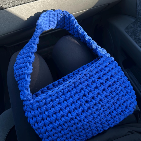 Handmade Crochet Tote Bag: Recycled Cotton Yarn Mini Bag - Etsy