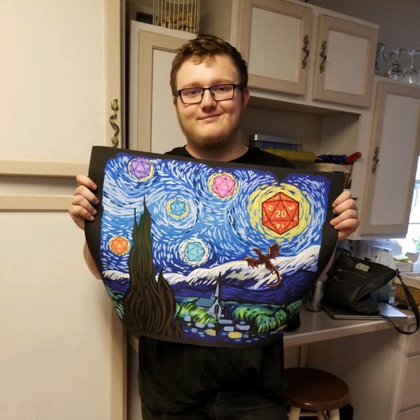 Starry Night Design, Dnd Decoration, D20 Wall Art, Rpg Poster, Gift for ...