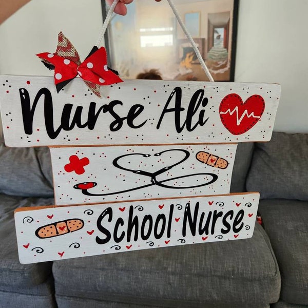 1 PIECE SIGN Nurse Sign Wall Art Door Hanger Plaque Wood Wooden ...