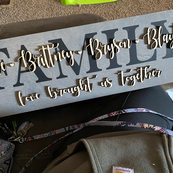 3D Blended Family Wood Sign Family Home Decor Family Sign With Names ...