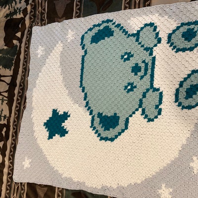 C2C Bear on the Moon Baby Crochet Pattern / C2C Baby Blanket / C2C Baby ...