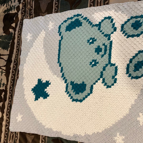 C2C Bear on the Moon Baby Crochet Pattern / C2C Baby Blanket / C2C Baby ...