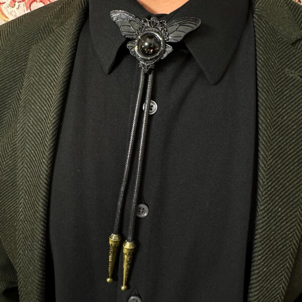 Black BAT Bolo TIE -metallic Purple Bat - Wedding Necklace - Goth ...