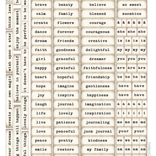 Journal Words, Inspirational, Junk Journal, Phrases, Mixed Media Words ...