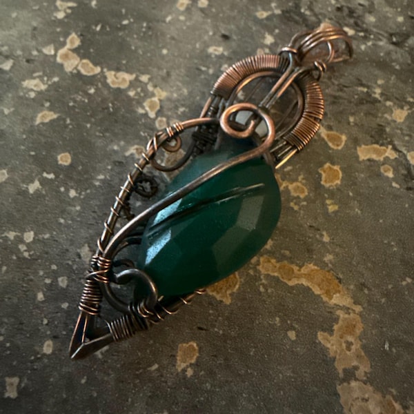 Garnet Pendant Copper Wire Wrapped Pendant Garnet Gemstone Pendant ...