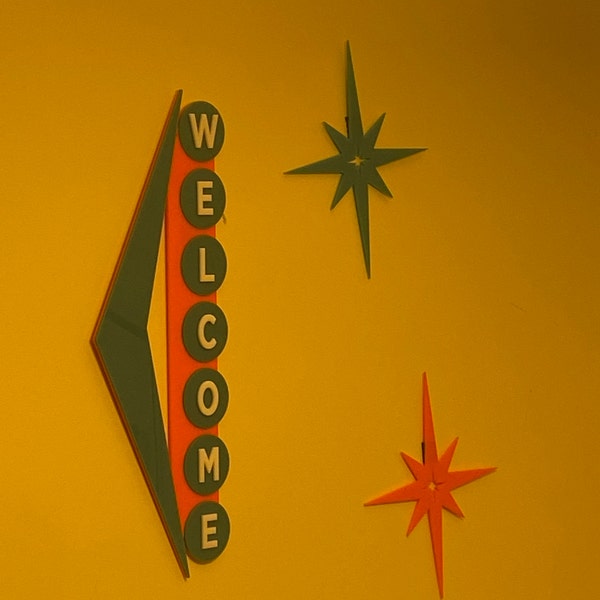 Mid-century Modern Style Vertical Welcome Sign | MCM Home Decor ...