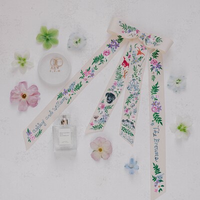 Custom Painted Bouquet Bow Ribbon - Etsy