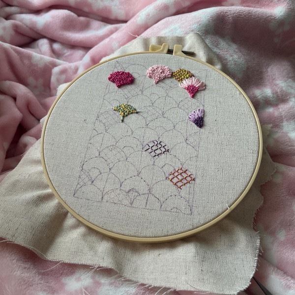 Colorful Scallop Hand Embroidery Pattern for Framing - PDF Instant ...