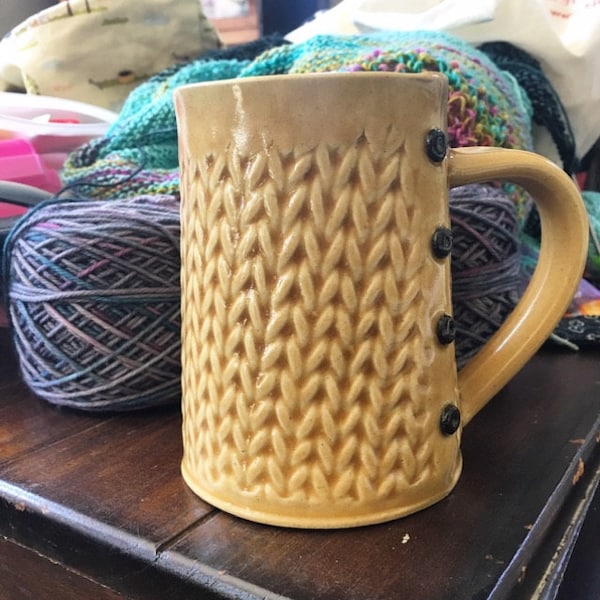 Knitted Mug Handmade Ceramic Mug MADE to ORDER - Etsy