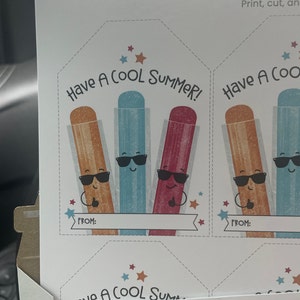 Last Day of School Printable Tag Classroom Treat Tag Have a Cool Summer ...