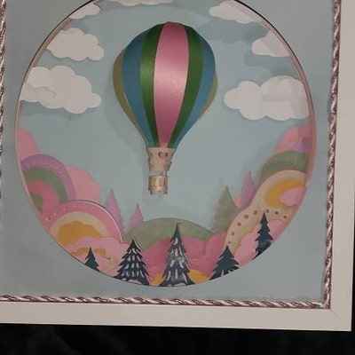 Hot Air Balloon SVG Shadow Box Template, Cardstock Project for Cricut ...