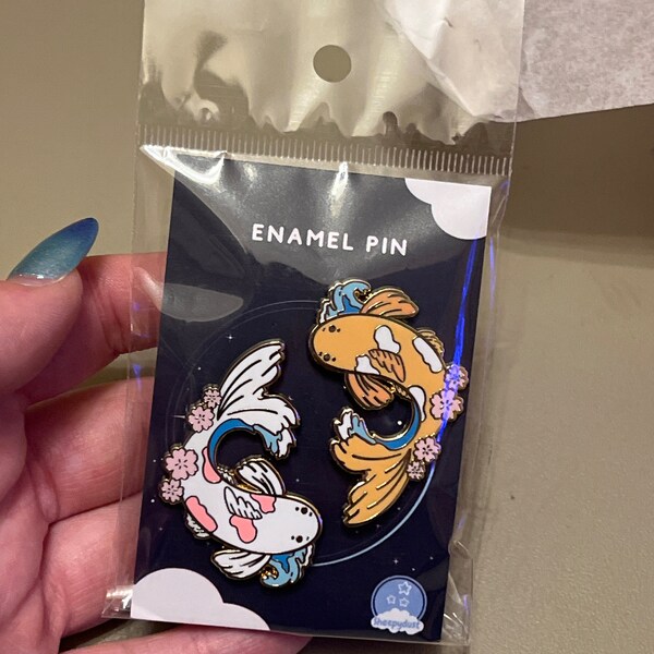 Enamel Pin: Japanese Cherry Blossom Koi Fish, Sakura Koi Fish Pair Pin ...