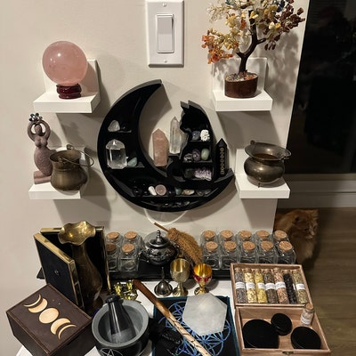 Mystical Moon Face Yellow Shelf Décor Wall Décor Crystal - Etsy