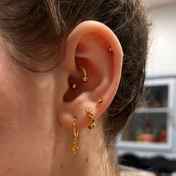 Tiny Flower Rook Hoop Earring • Flower Helix Hoop • Rook Earring ...