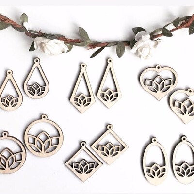 14 PC SVG Cut File Lotus Flower in Frames Collection Layered Inlay ...