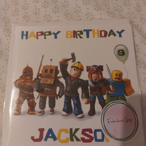 Personalised Birthday Card, Roblox Birthday Card, Age Birthday Card ...
