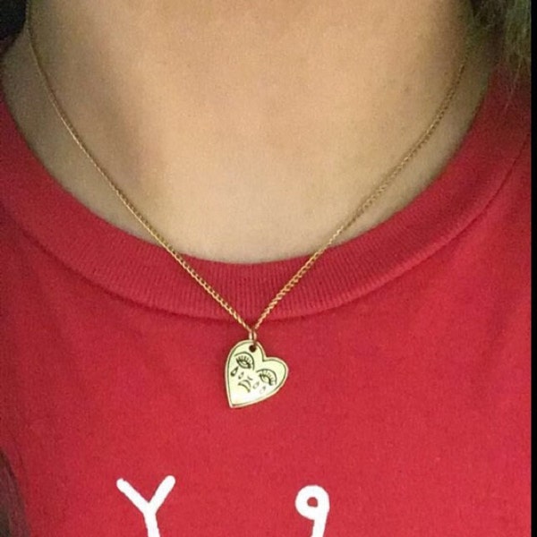 Crying Heart Gold Silver Charm Necklace Pendant Chain Necklace Tattoo ...