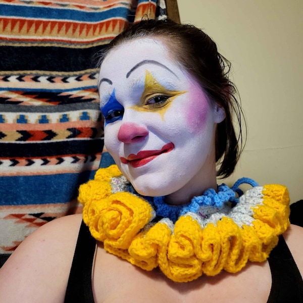 2 in 1 Clown Collar Crochet Pattern PDF With Frills - Adjustable Size ...