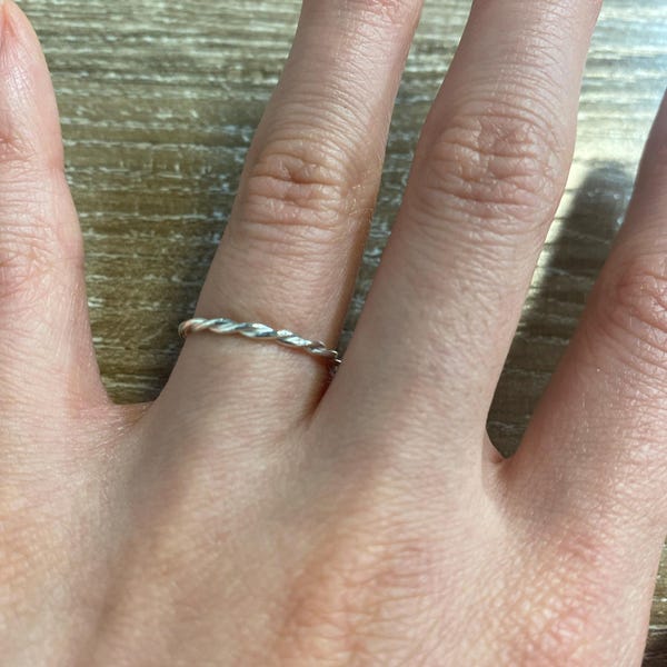 Silver Twist Ring Relaxed Rope Infinity Loose Twisted Skinny Wedding ...