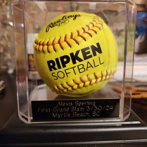 Clear SOFTBALL Display, With Name Plate HOME RUN or Game Ball Display ...