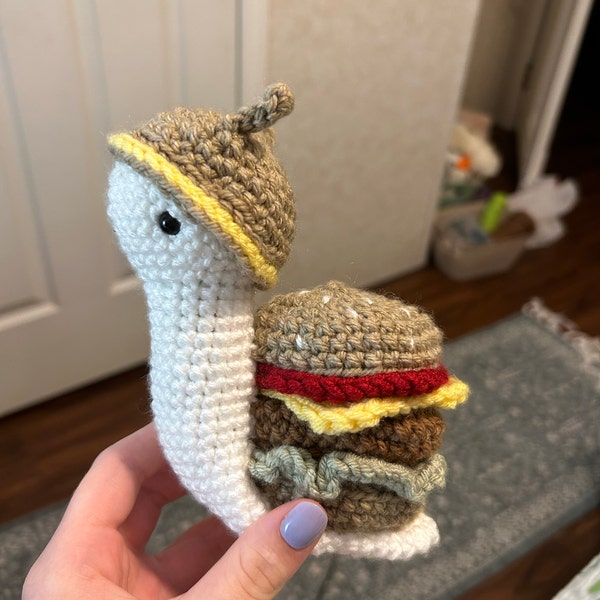 Burger Snail Crochet Pattern Amigurumi, Snail Stuffed Animal Plush Toy ...