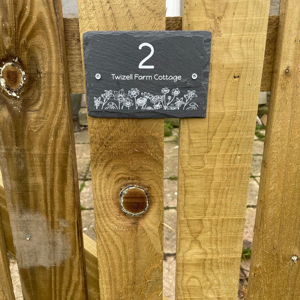 Rustic Slate Door Number, Slate Gate Sign Plaque, Stone Home Number ...