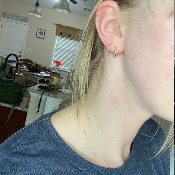 Medium Thick Gold Hoop Earrings, Little Gold Hoops, Gold Hoop Earrings ...