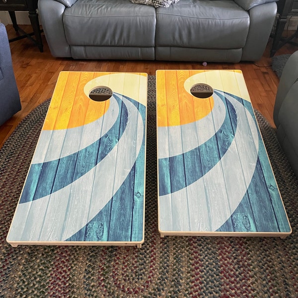Beach Wave Cornhole Boards Bag Toss Game With Bags - Etsy