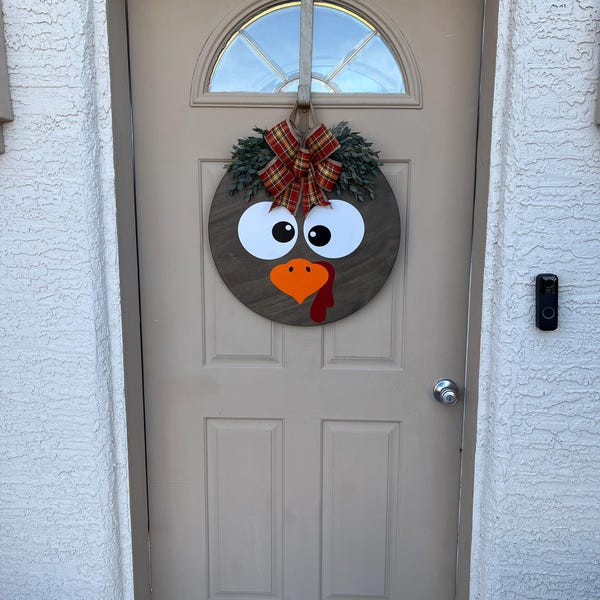 Thanksgiving Front Door Decor | Gobble | Turkey Front Door Wreath ...