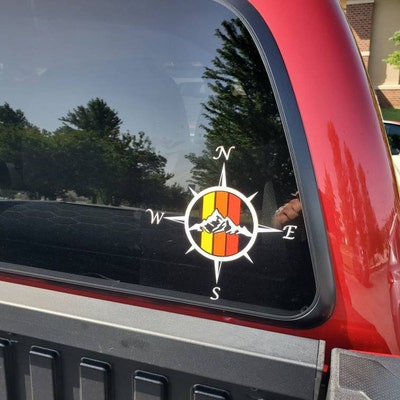 Many Colors & Sizes Compass Retro Racing Stripes Rainbow Vinyl Die Cut ...