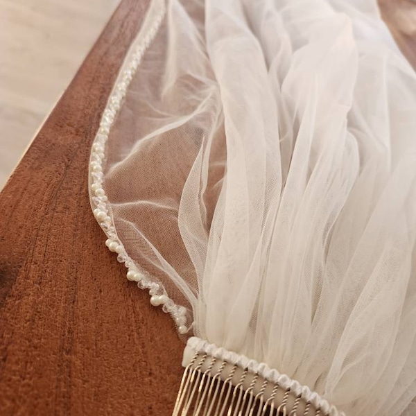 Beaded Bridal Veil,pearl Wedding Veil,ivory Cathedral Veil,sparkling ...