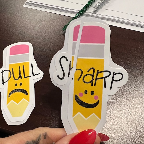 Sharp Dull Pencils Sticker Set - Waterproof Pencil Cup Labels for ...