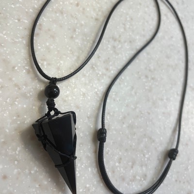 Obsidian Pendant Necklace-natural Black Obsidian Stone Hexagon Point ...