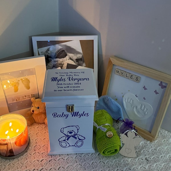 Personalised Baby Ashes Casket With Teddy | Child Memorial Urn Box ...