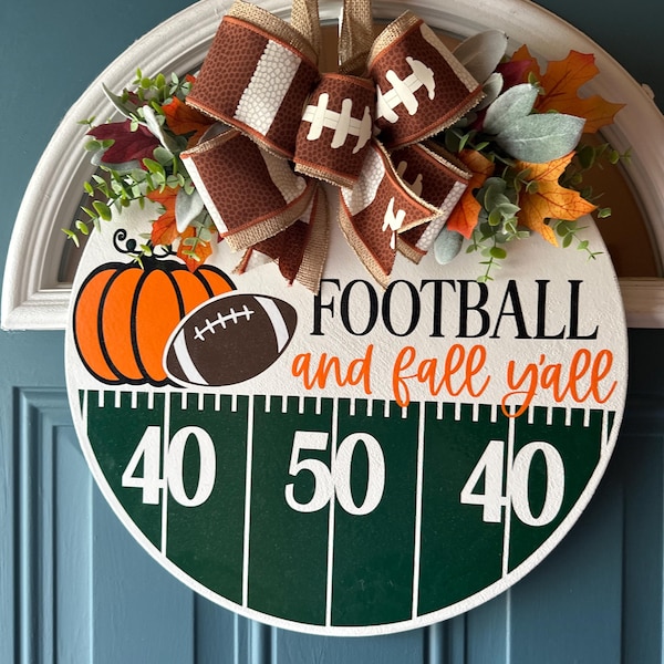 Football Front Door Decor | Football and Fall Y'all | Sports Sign ...