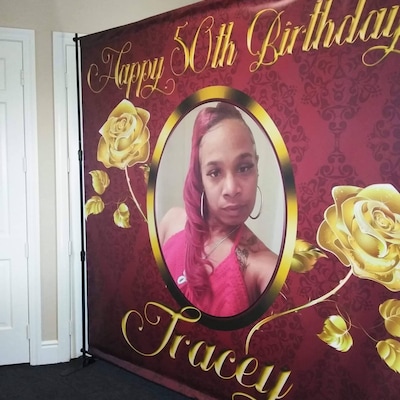 Golden Floral Step and Repeat Backdrop for 60th Birthday, 50th Birthday ...