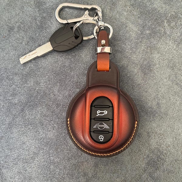 Mini Cooper Key Case - Handcrated Leather Key Fob Cover for Mini Cooper ...