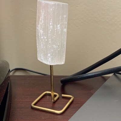Selenite Stone on Metal Stand, Selenite Mini Pin, Healing Selenite on ...