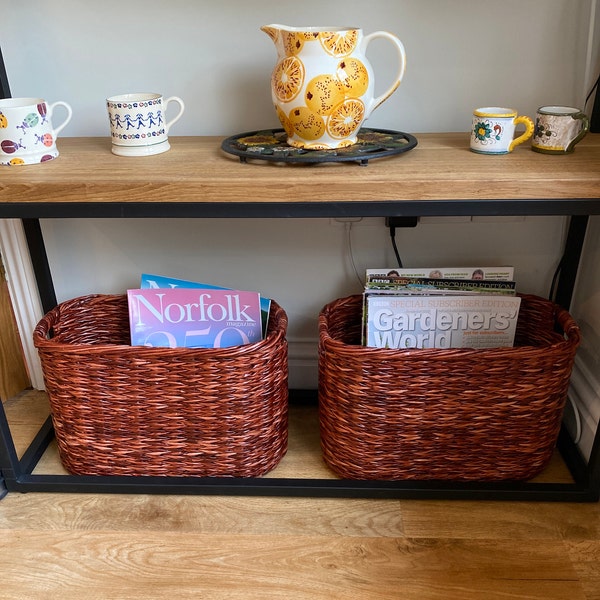 Magazine File Holder, Wicker Storage Basket Rack, Willow Basket for ...